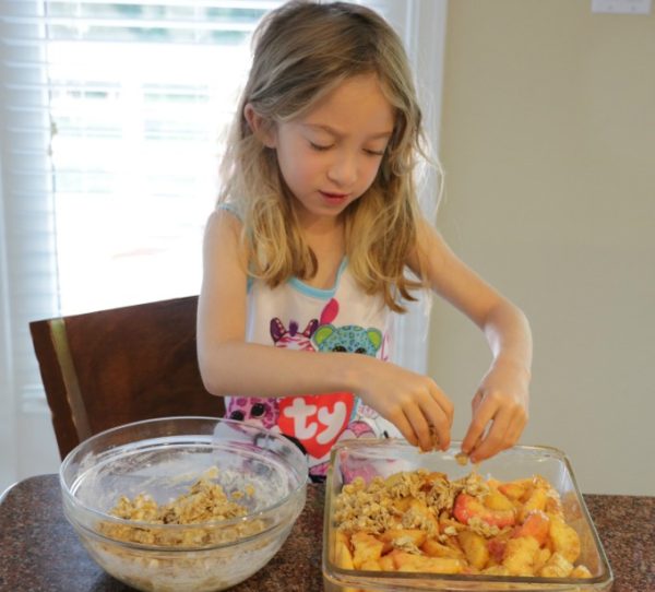 Adding Crumb Topping - https://veggingonthemountain.com/